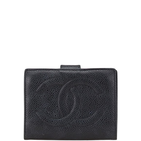CHANEL | Bags | Chanel Coco Mark Bifold Wallet Black Caviar Skin | Poshmark